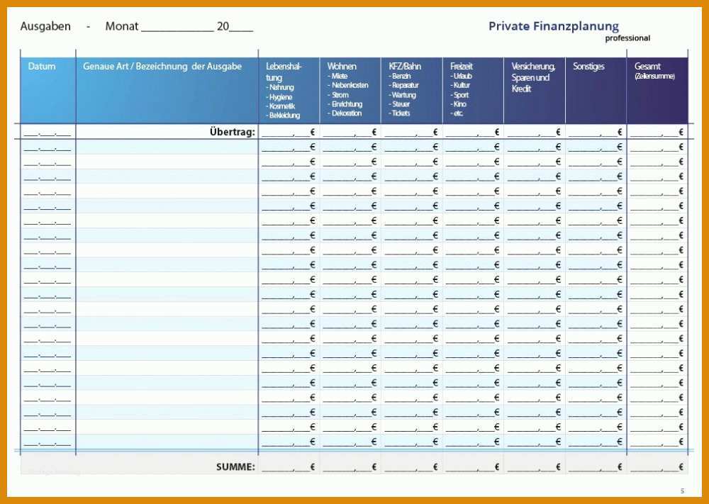 Kreativ 13 Private Finanzplanung Excel 926631 - Muster & Vorlagen ...