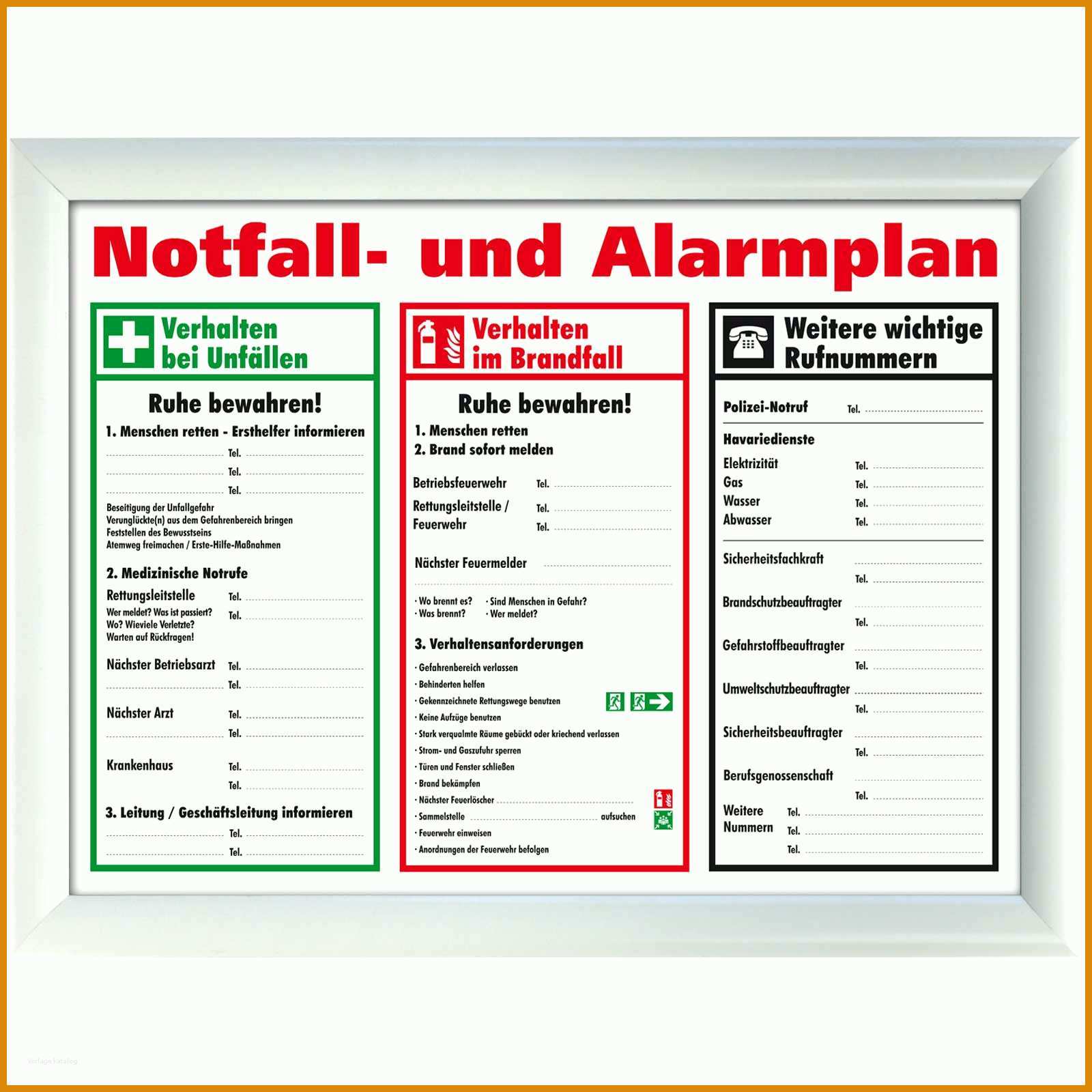 Kreativ Schild Aushang Notfallplan Alarmplan A4 A3 Gerahmt Zum 889932 - Muster & Vorlagen ...